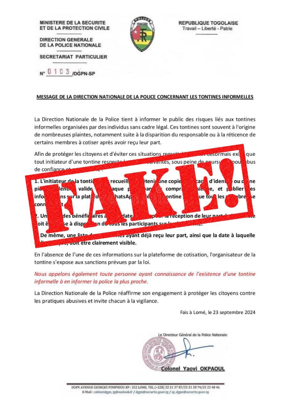 La Police nationale n'est pas à l'origine du message - La Nationalienne